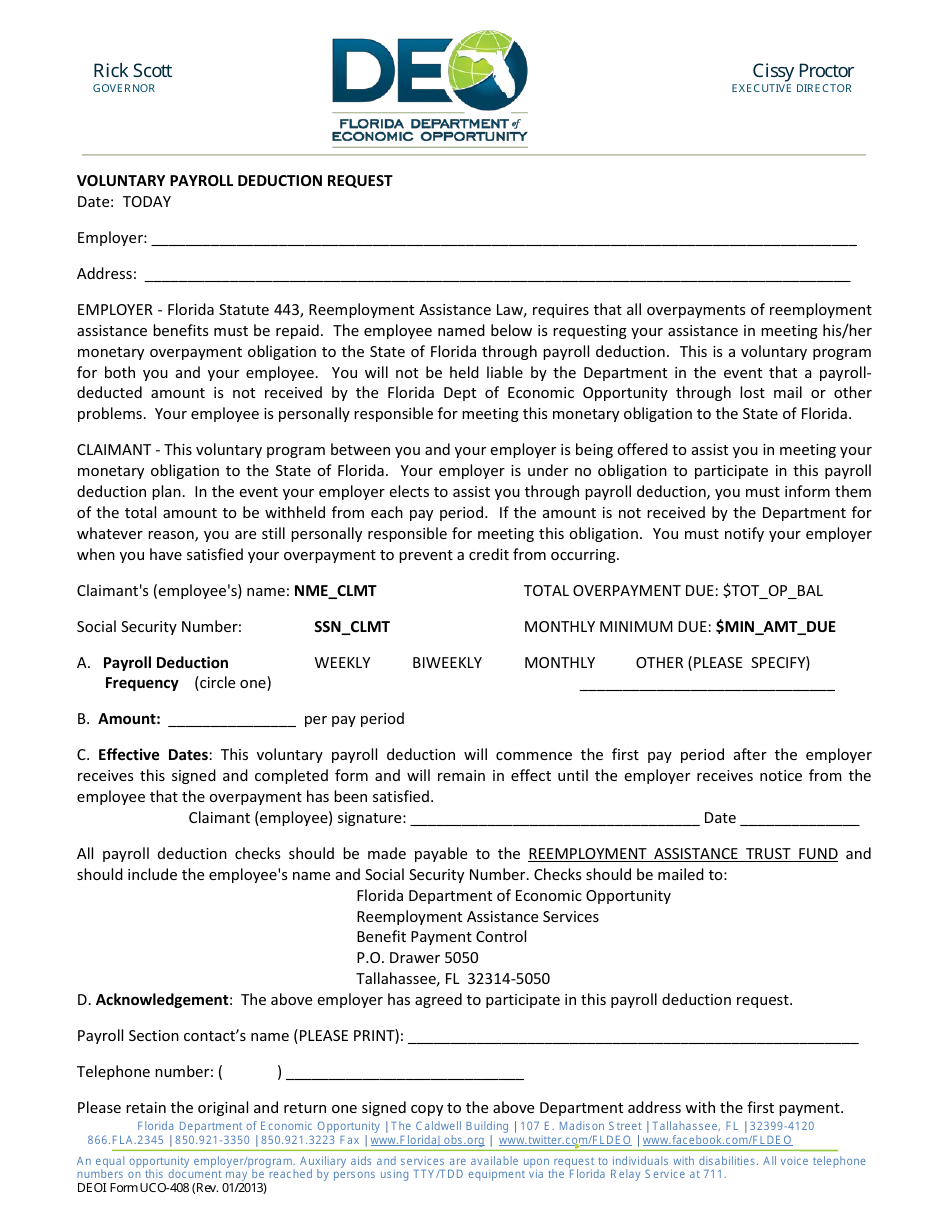DEO Form UCO-408 - Fill Out, Sign Online and Download Printable PDF ...