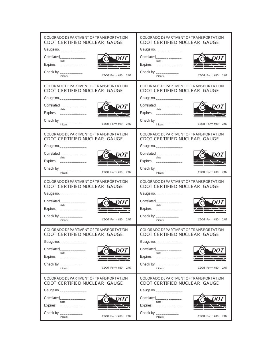 CDOT Form 30 - Fill Out, Sign Online and Download Printable PDF ...