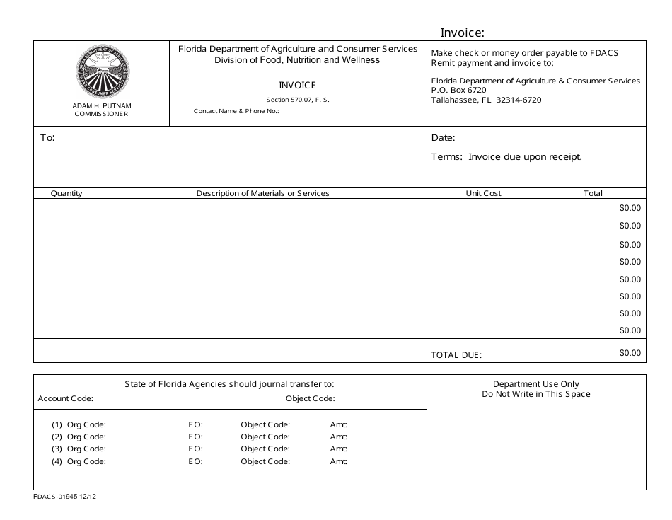 Form FDACS-01945 - Fill Out, Sign Online and Download Fillable PDF ...