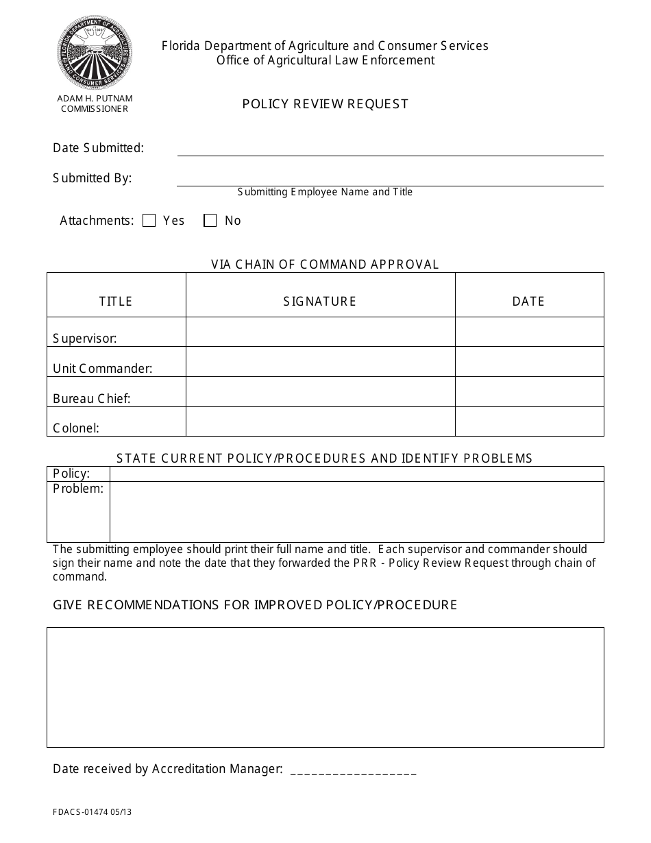 Form FDACS-01474 - Fill Out, Sign Online and Download Fillable PDF ...