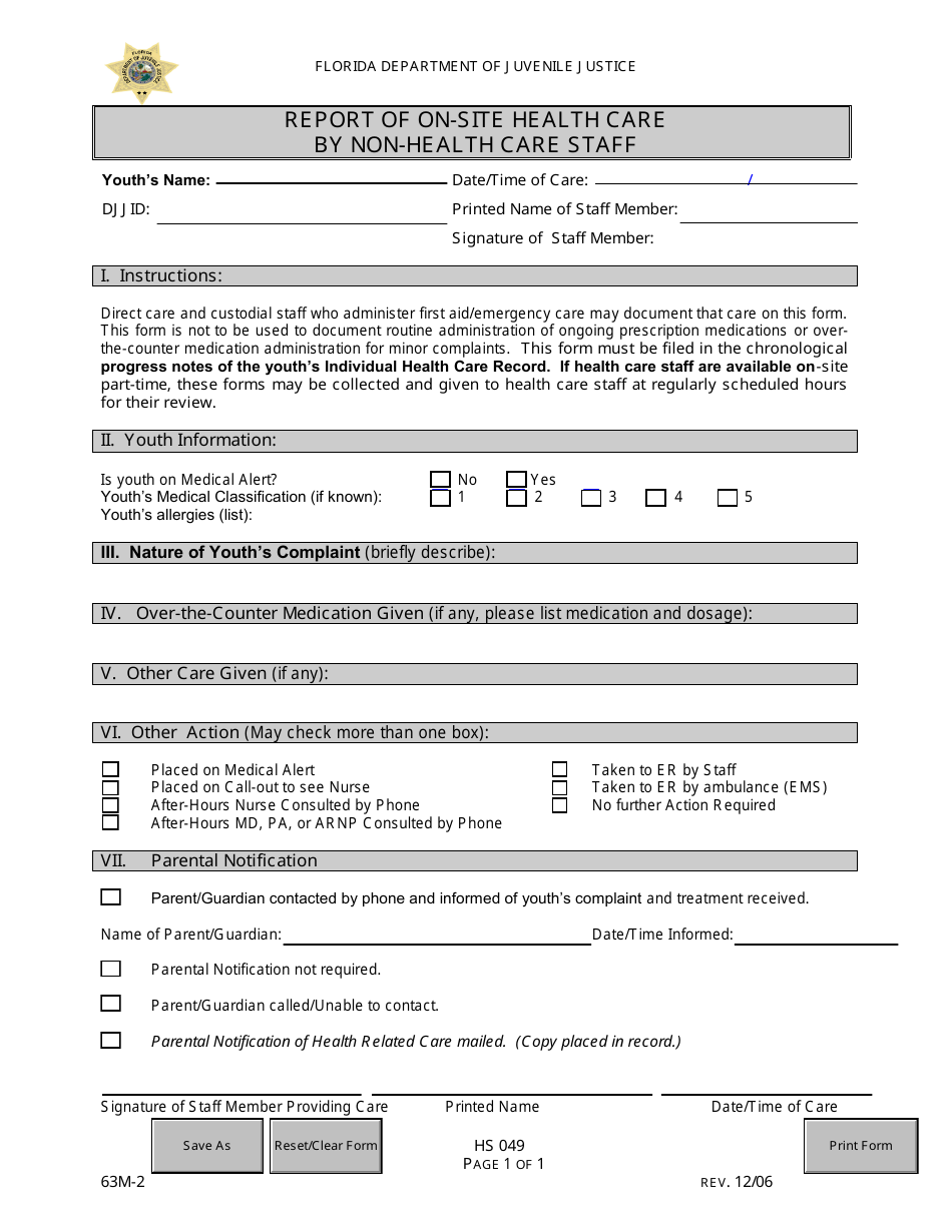 DJJ Form HS049 - Fill Out, Sign Online and Download Fillable PDF ...