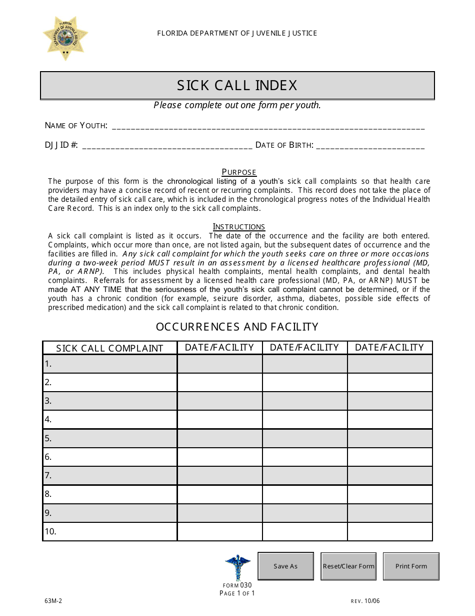 DJJ Form HS030 - Fill Out, Sign Online and Download Fillable PDF ...