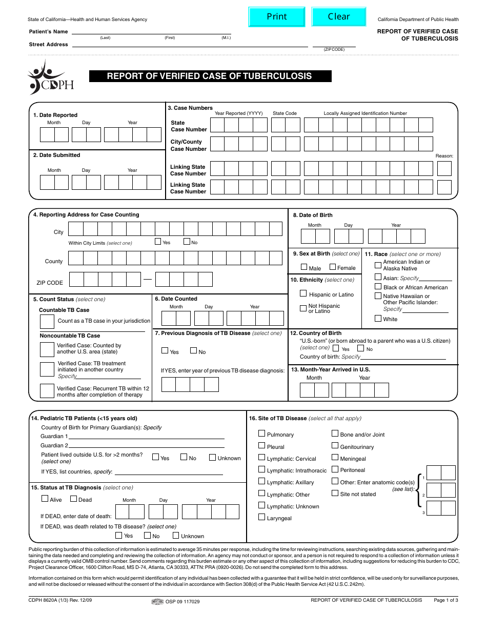 Form CDPH8620A - Fill Out, Sign Online and Download Fillable PDF ...