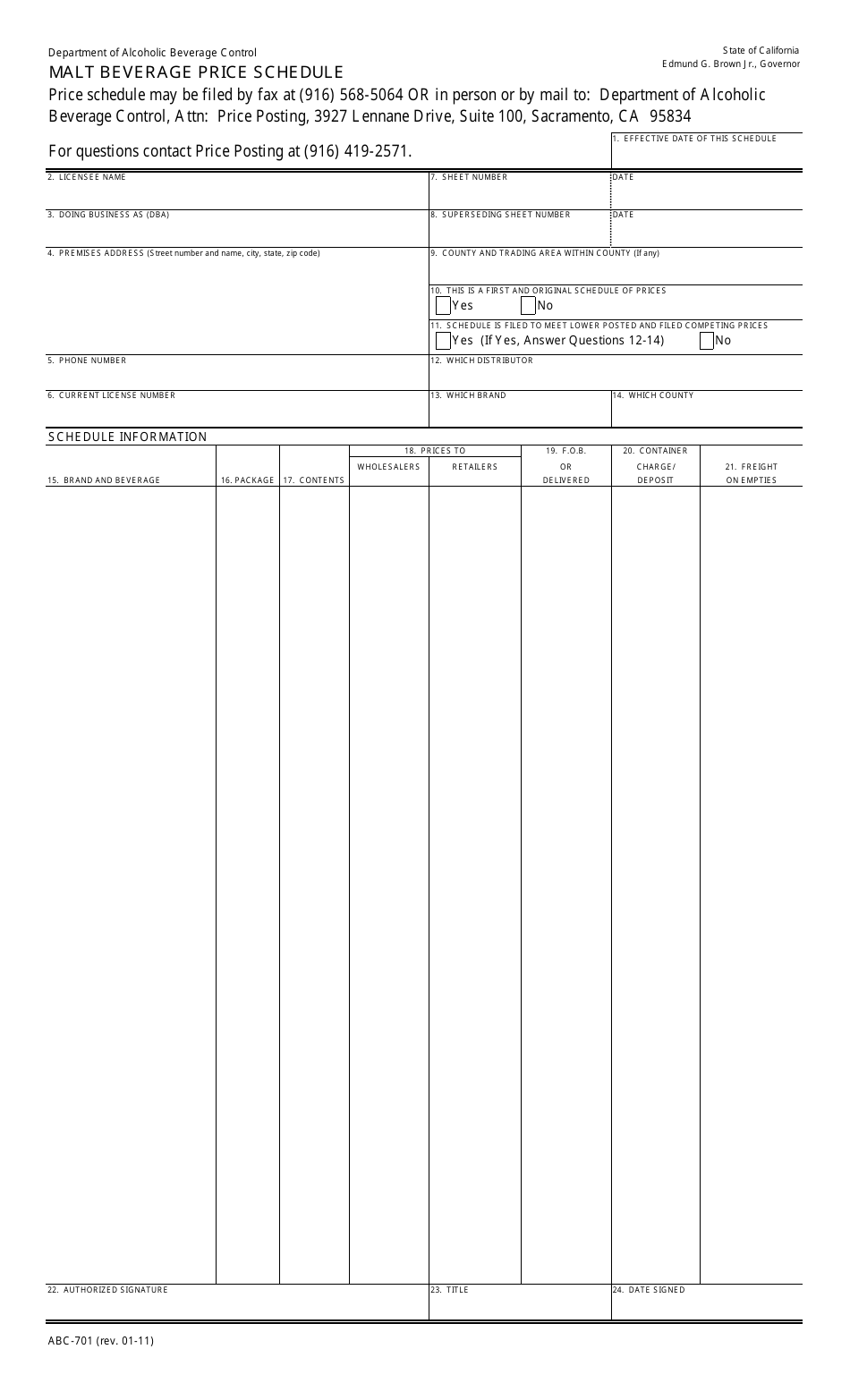 Form ABC-701 - Fill Out, Sign Online and Download Fillable PDF ...