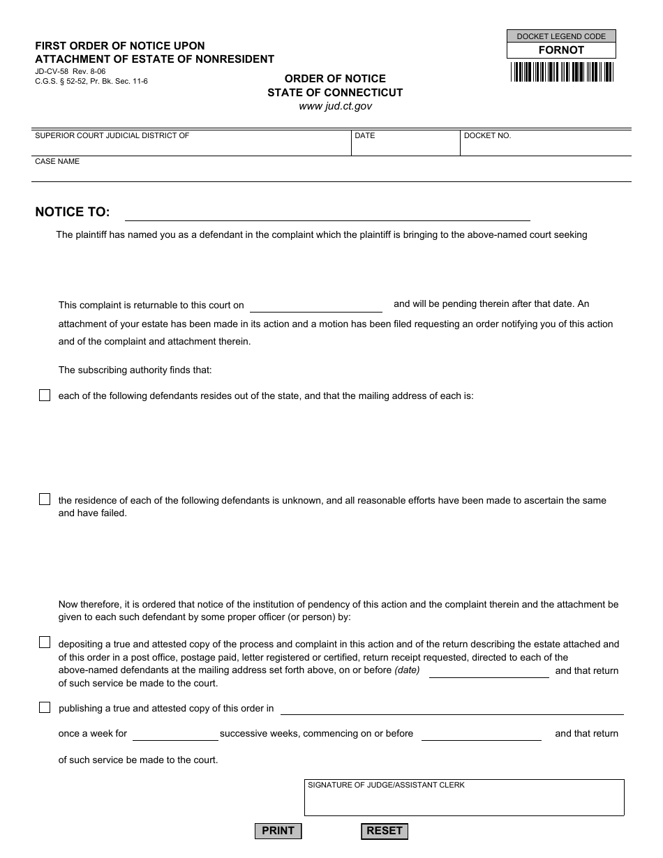 Form JD-CV-58 - Fill Out, Sign Online and Download Fillable PDF ...