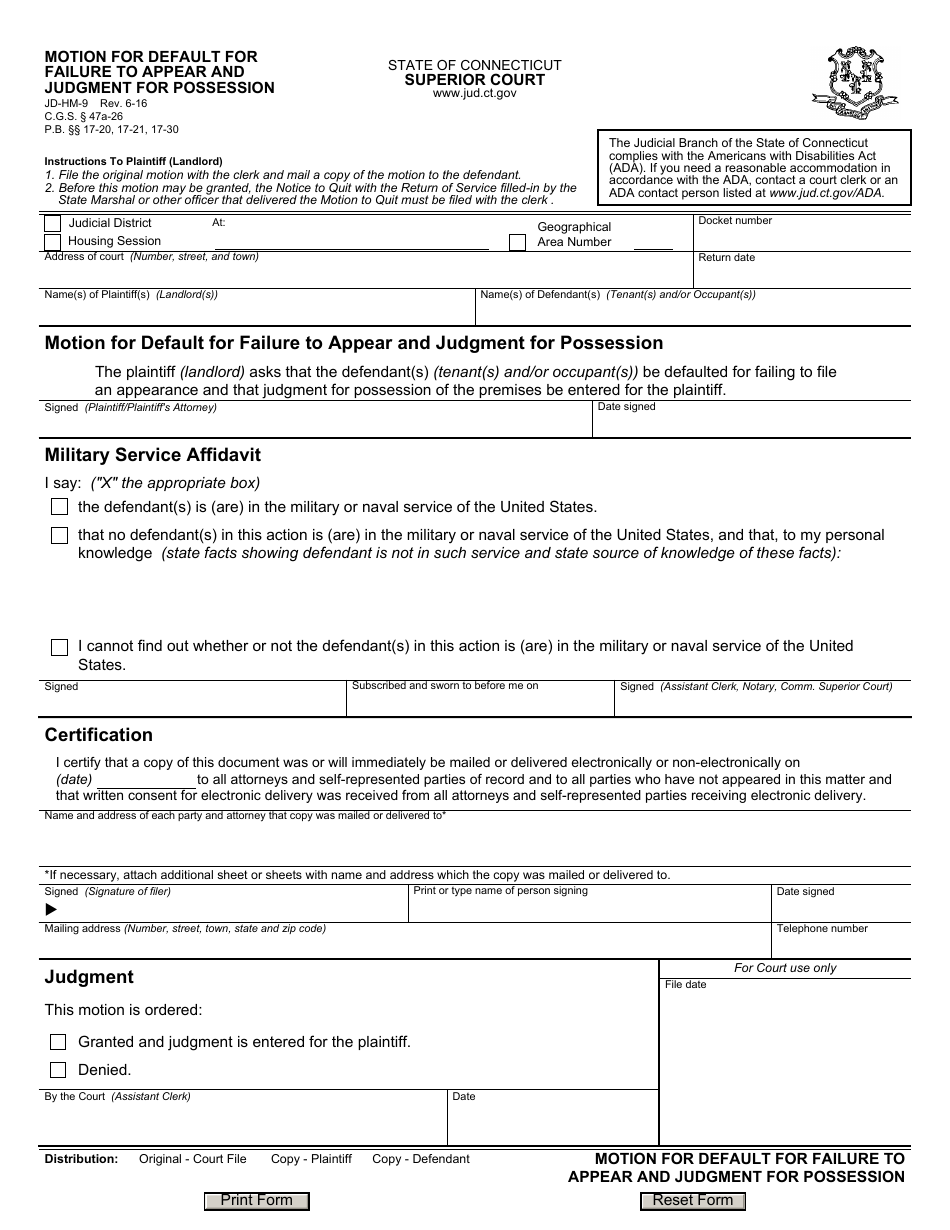 Form JD-HM-9 - Fill Out, Sign Online and Download Fillable PDF ...