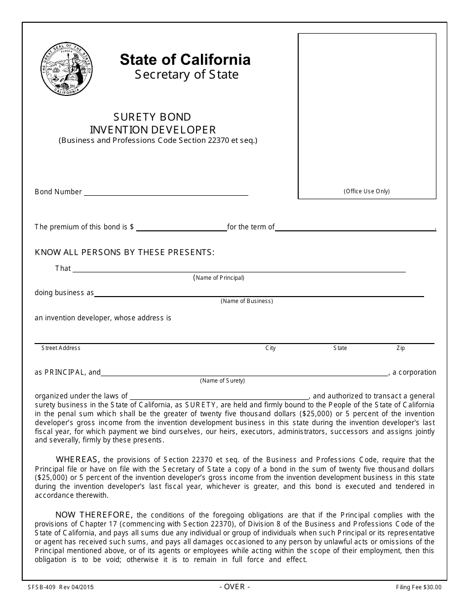 Form SFSB-409 - Fill Out, Sign Online and Download Fillable PDF ...
