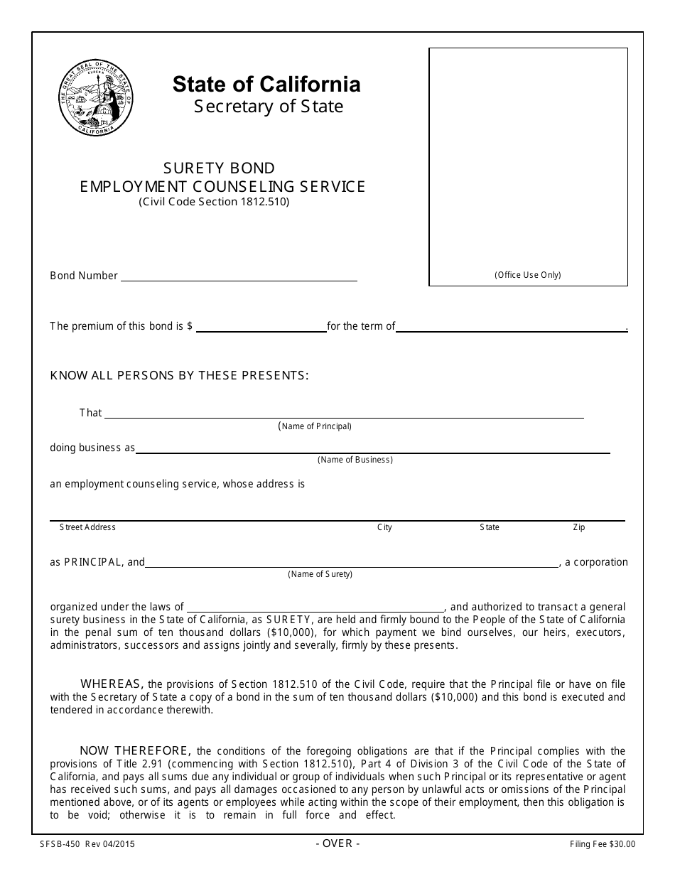 Form SFSB-450 - Fill Out, Sign Online and Download Fillable PDF ...