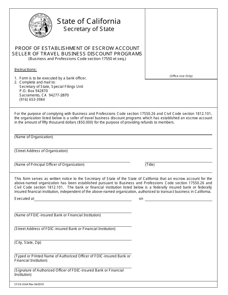 Form SFSB-264A - Fill Out, Sign Online and Download Fillable PDF ...