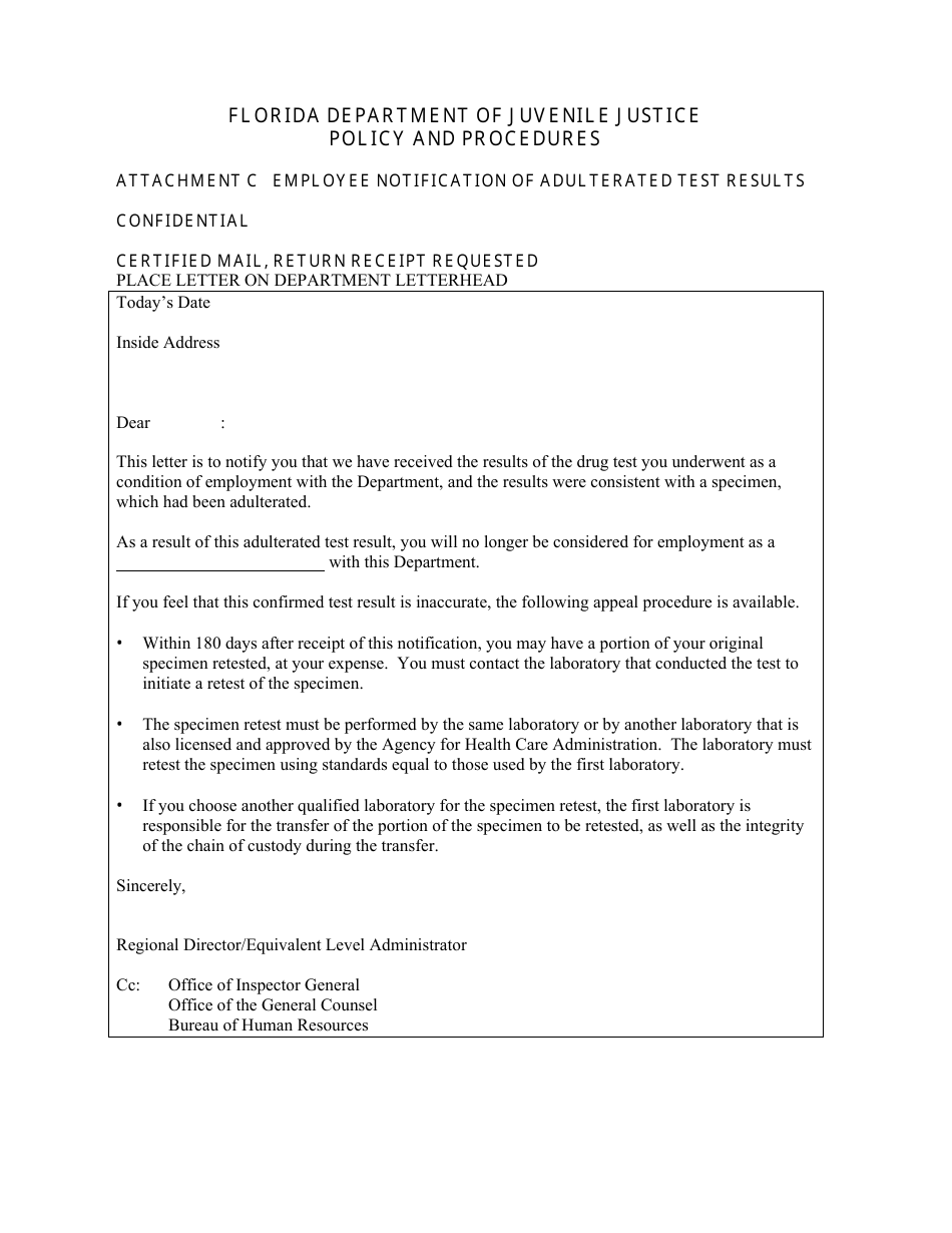 Florida Employee Notification Of Adulterated Test Results Fill Out florida-employee-notification-of-adulterated-test-results-fill-out