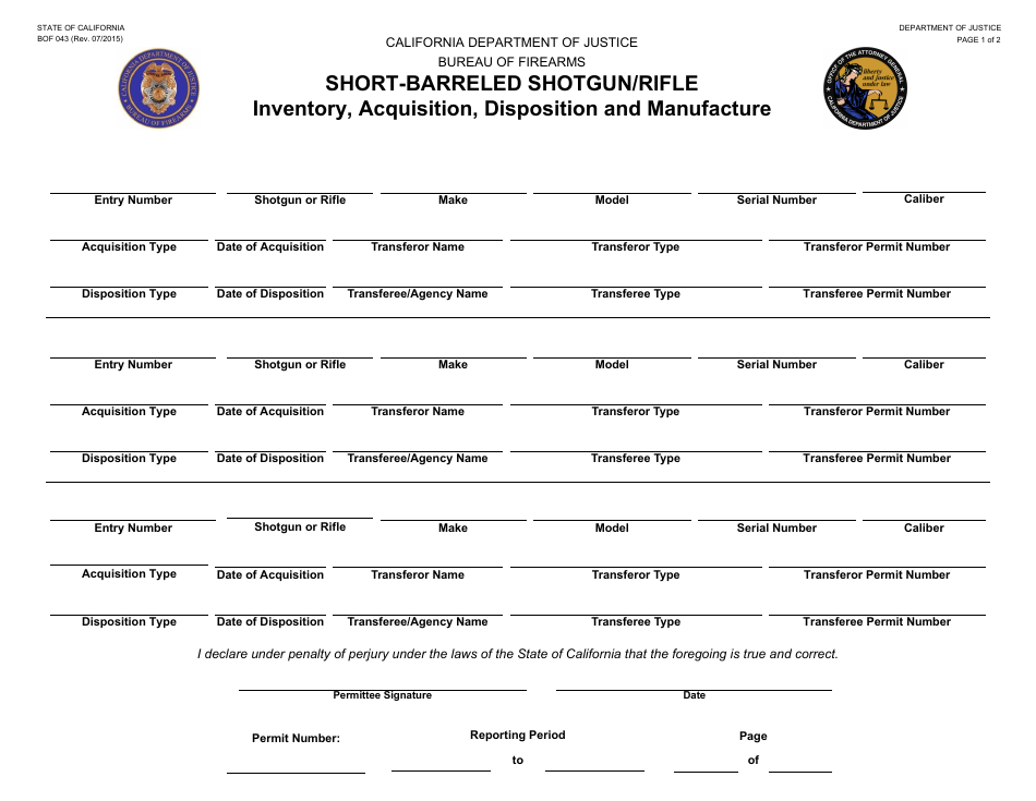Form BOF043 - Fill Out, Sign Online and Download Fillable PDF ...