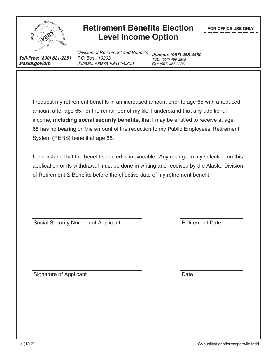 Form LIO - Fill Out, Sign Online and Download Fillable PDF, Alaska ...