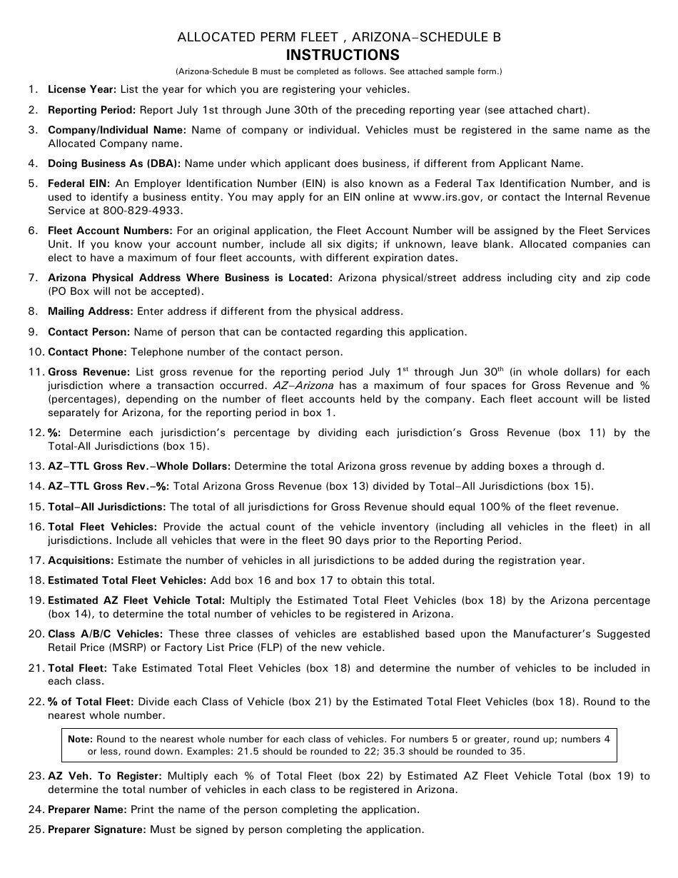 Download Instructions for Schedule B Allocated Perm Fleet PDF ...