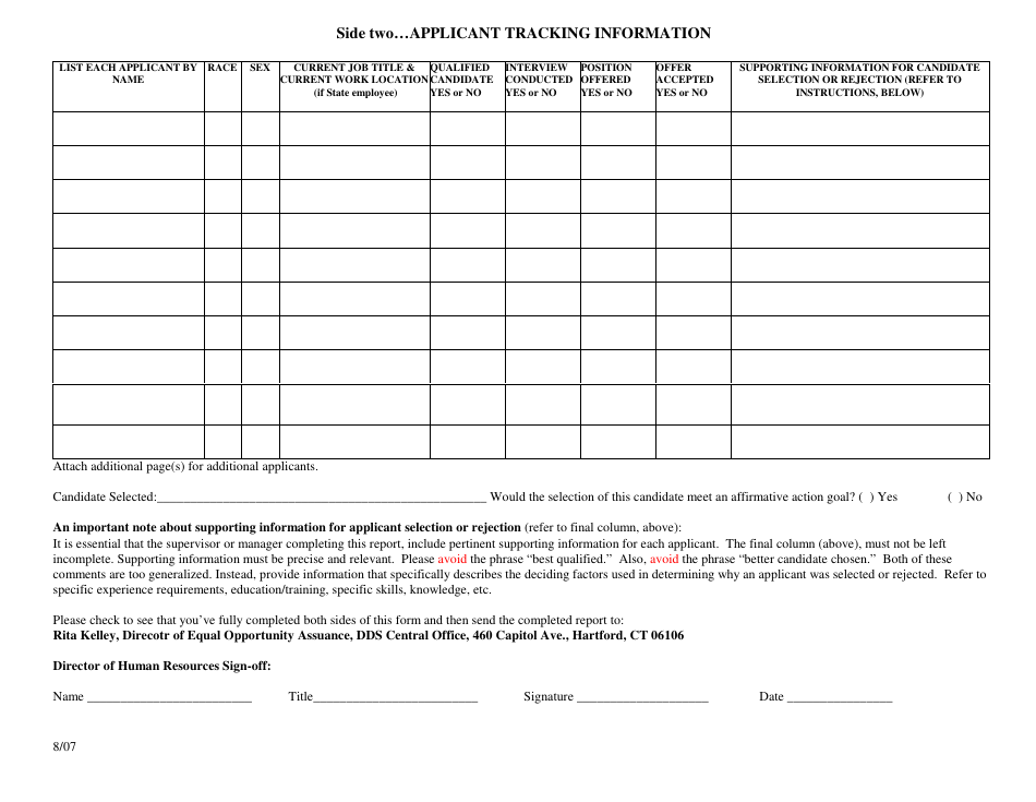 Connecticut Applicant Tracking Information Form - Fill Out, Sign Online ...