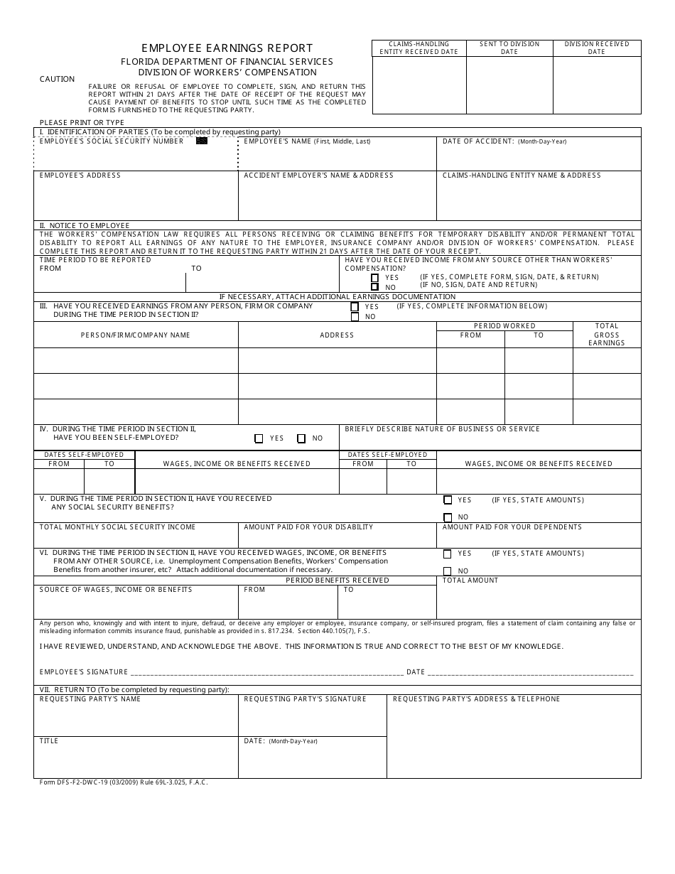 Form DFS-F2-DWC-19 - Fill Out, Sign Online and Download Fillable PDF ...