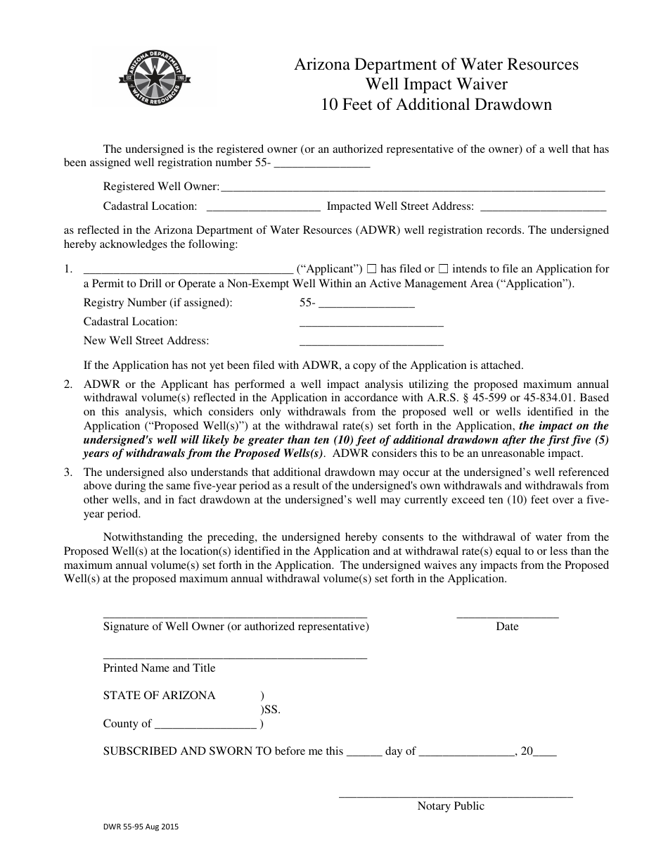 Form DWR55-95 - Fill Out, Sign Online and Download Printable PDF ...