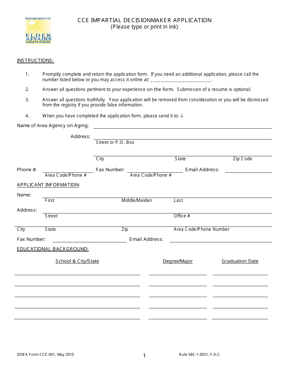 Form CCE-001 - Fill Out, Sign Online and Download Printable PDF ...