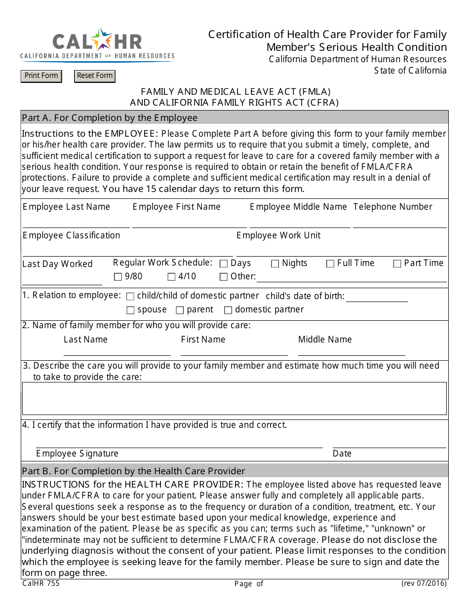 Form CALHR755 - Fill Out, Sign Online and Download Fillable PDF ...