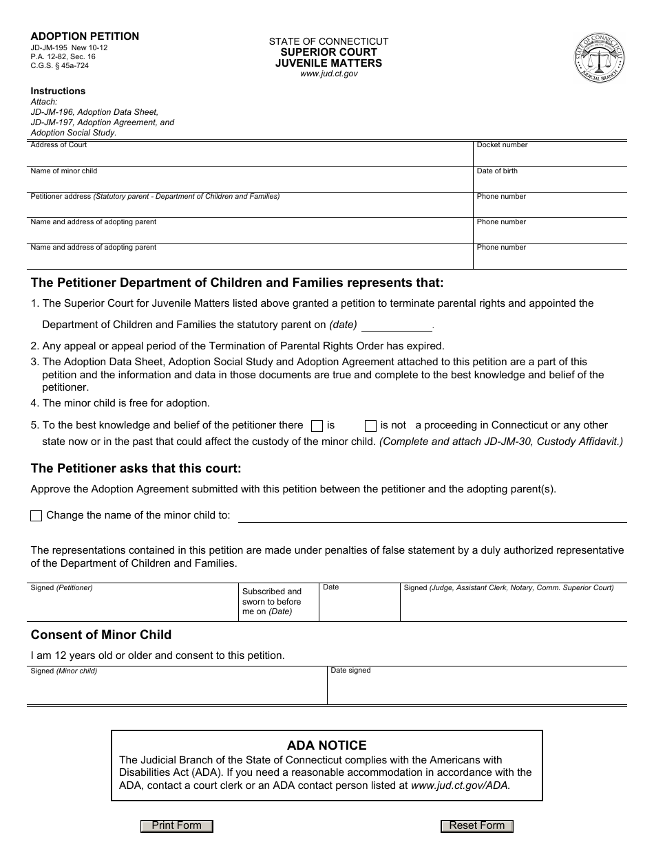 Form JD-JM-195 - Fill Out, Sign Online and Download Fillable PDF ...