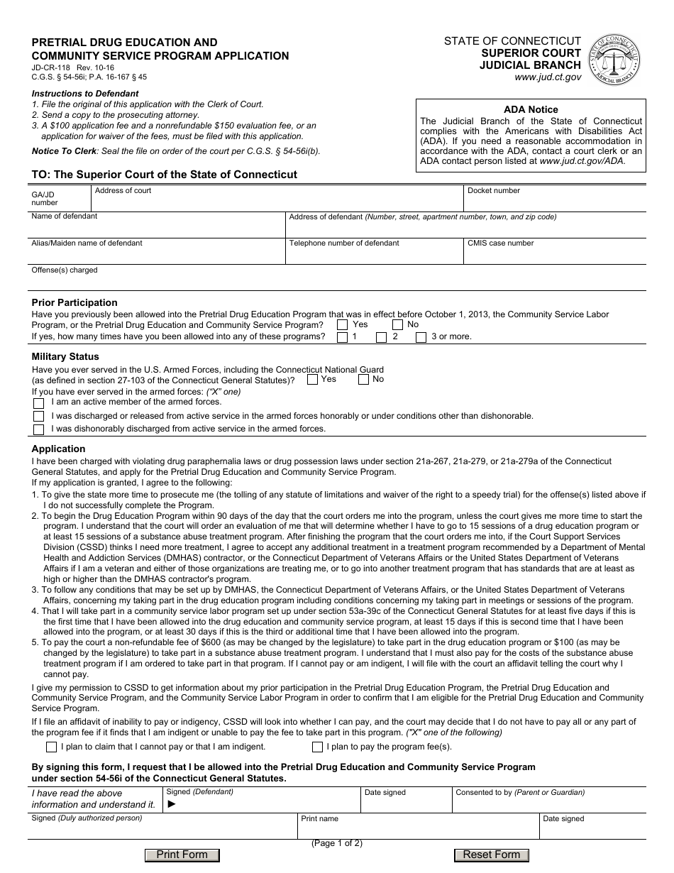 Form JD-CR-118 - Fill Out, Sign Online and Download Fillable PDF ...