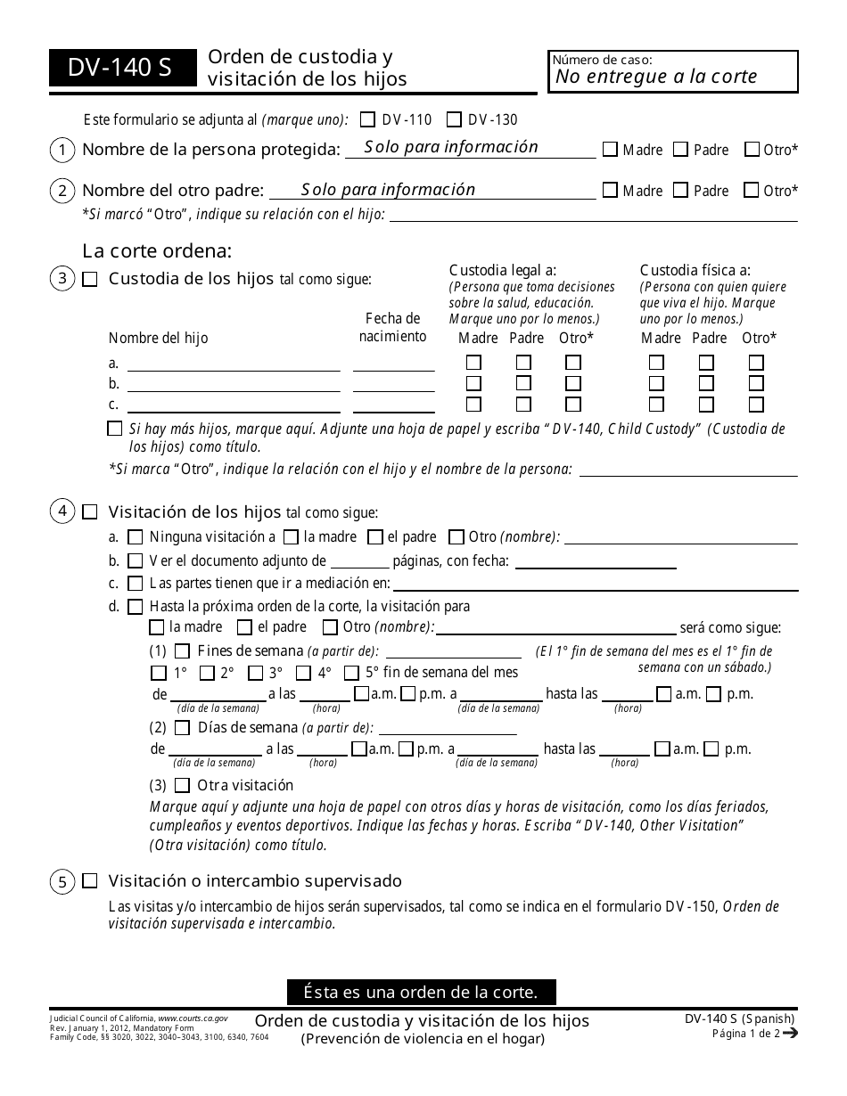 Formulario DV-140 S - Fill Out, Sign Online and Download Printable PDF ...