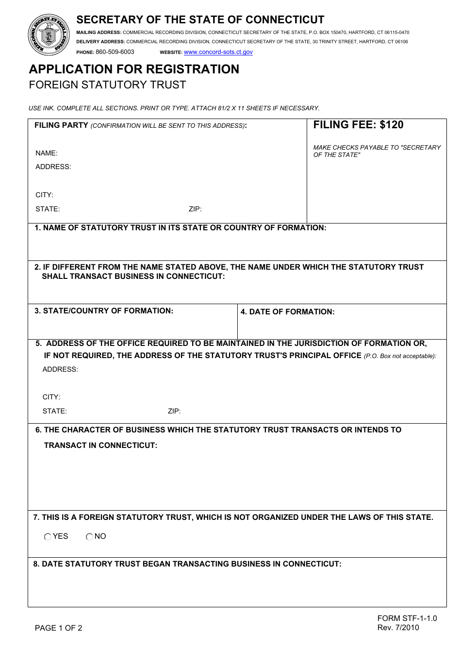 Form STF-1-1.0 - Fill Out, Sign Online and Download Fillable PDF ...