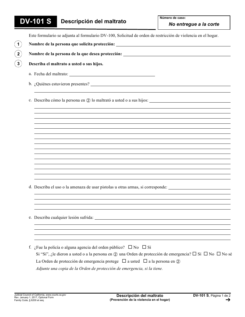 Formulario DV-101 S - Fill Out, Sign Online and Download Printable PDF ...