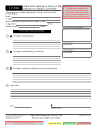 Form JV-184 Download Fillable PDF or Fill Online Order After Hearing on Form Jv-180, Request to ...
