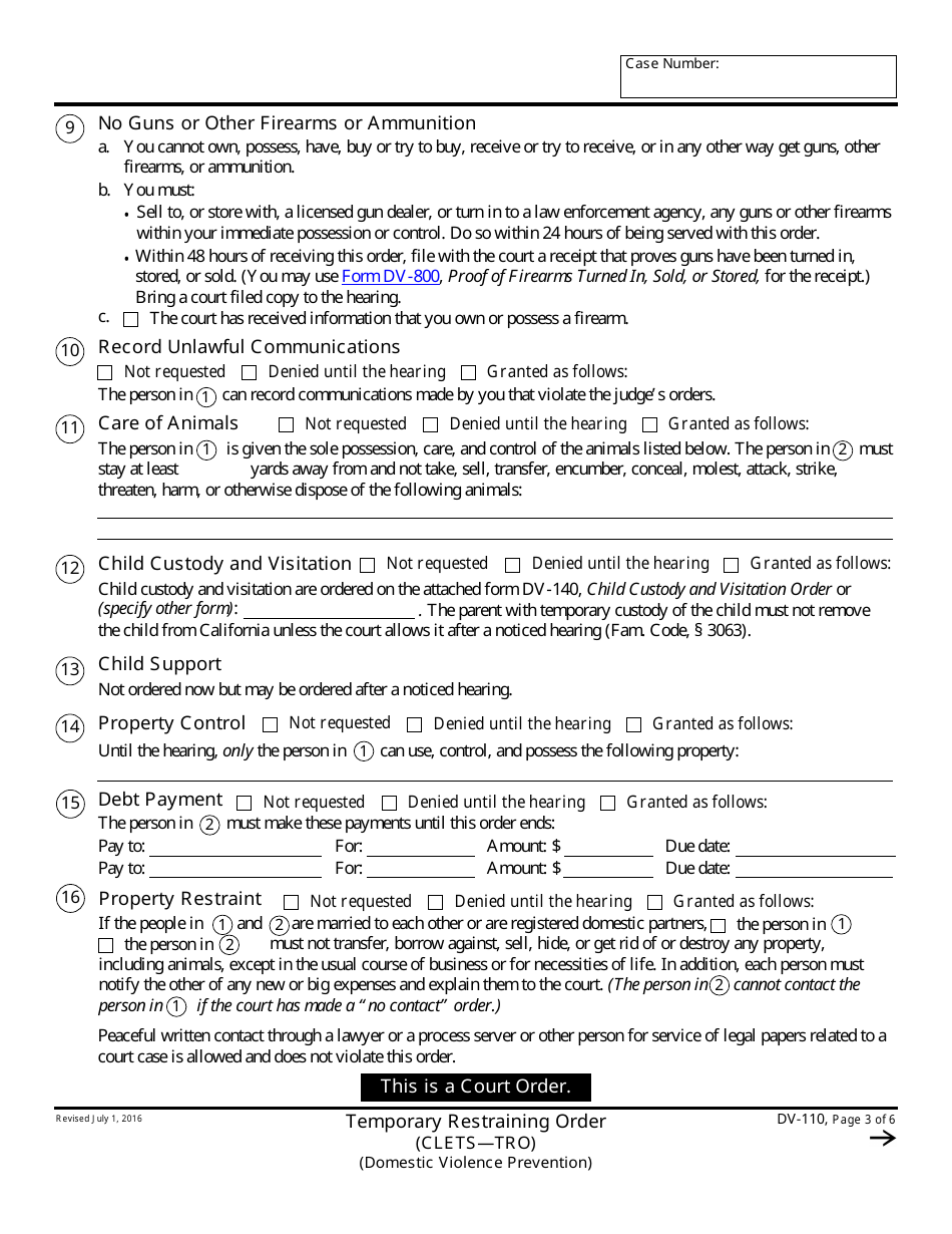 Form DV-110 - Fill Out, Sign Online and Download Fillable PDF ...