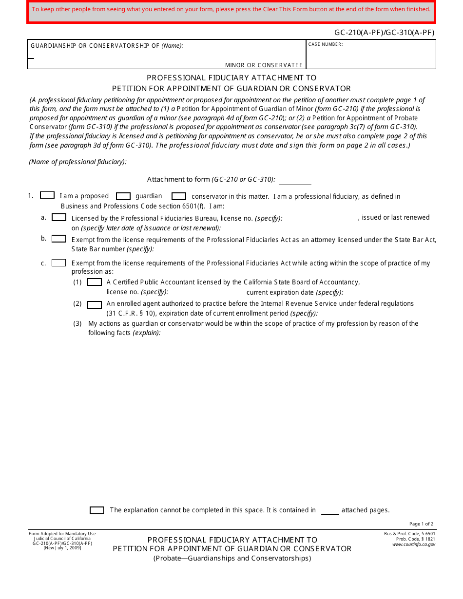 Form GC-210(A-PF) (GC-310(A-PF)) - Fill Out, Sign Online and Download ...