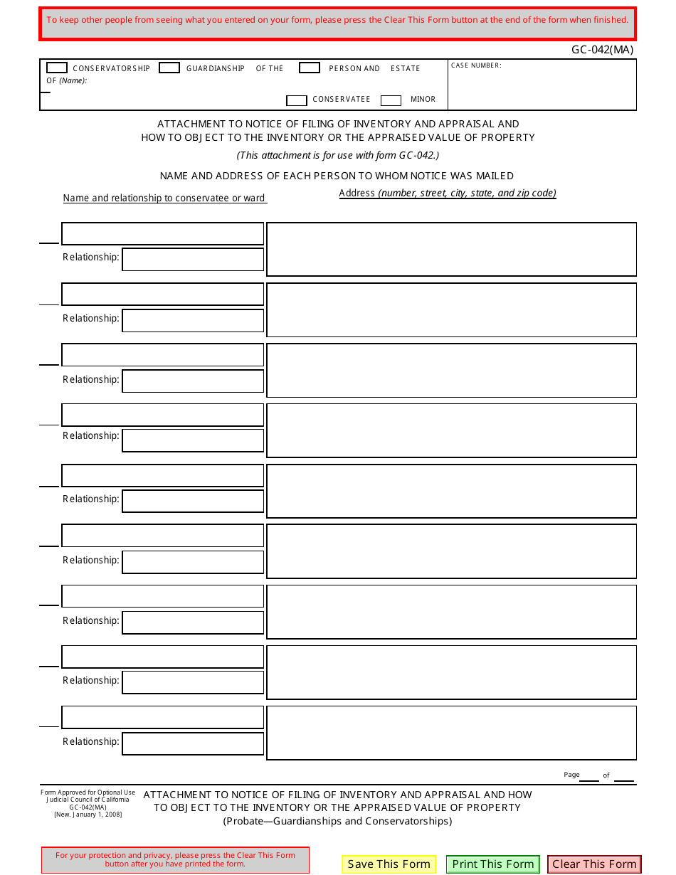 Form GC-042(MA) - Fill Out, Sign Online and Download Fillable PDF ...