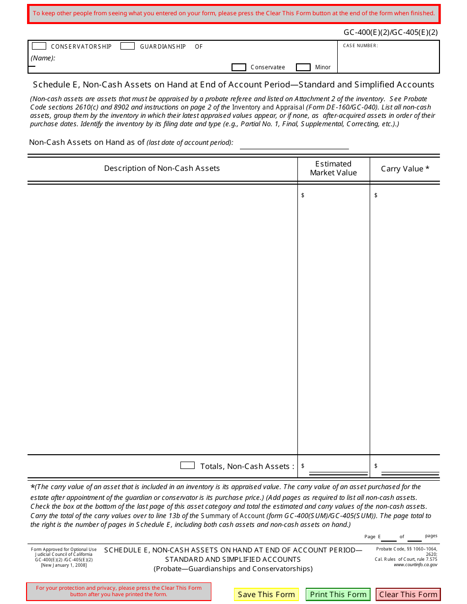 Form GC-400(E)(2) (GC-405(E)(2)) Schedule E - Fill Out, Sign Online and ...