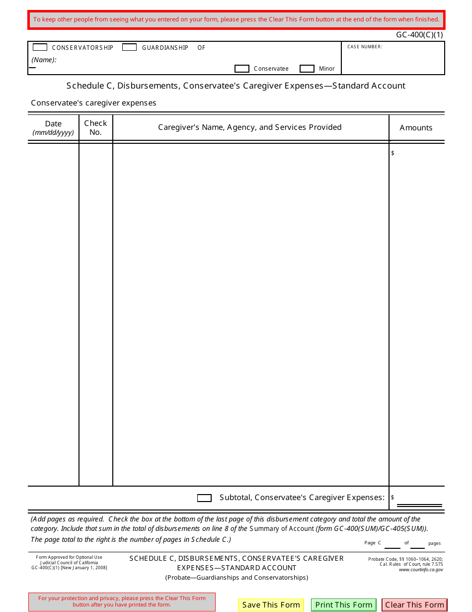 Form GC-400(C)(1) Schedule C - Fill Out, Sign Online and Download ...