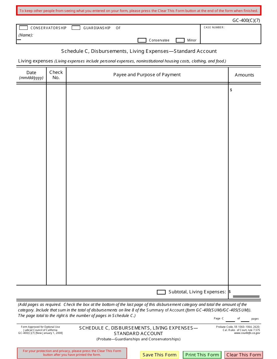 Form GC-400(C)(7) Schedule C - Fill Out, Sign Online and Download ...