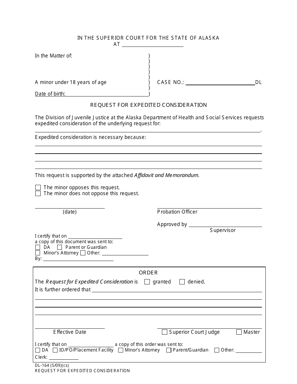 Form DL-164 - Fill Out, Sign Online and Download Fillable PDF, Alaska ...