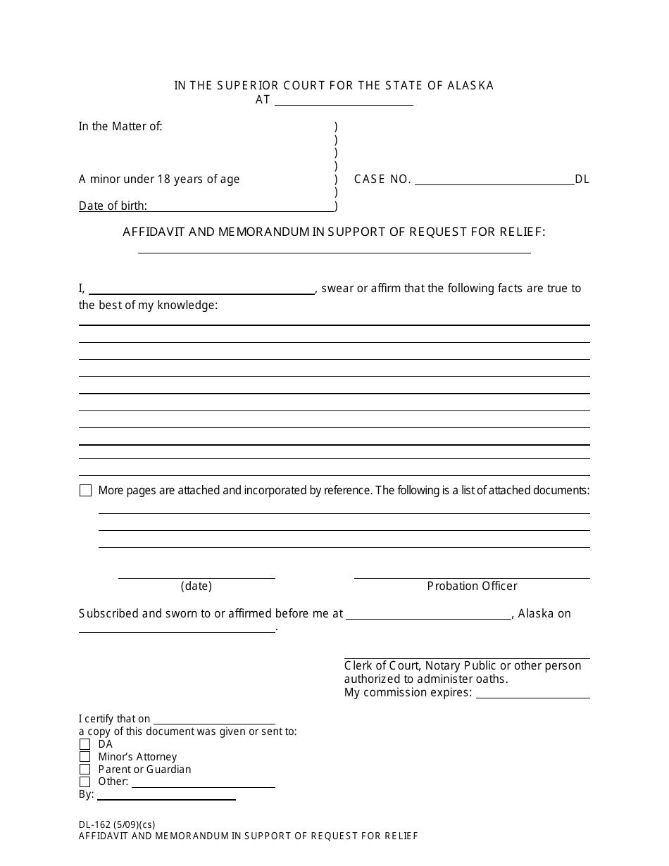 Form DL-162 - Fill Out, Sign Online and Download Fillable PDF, Alaska ...