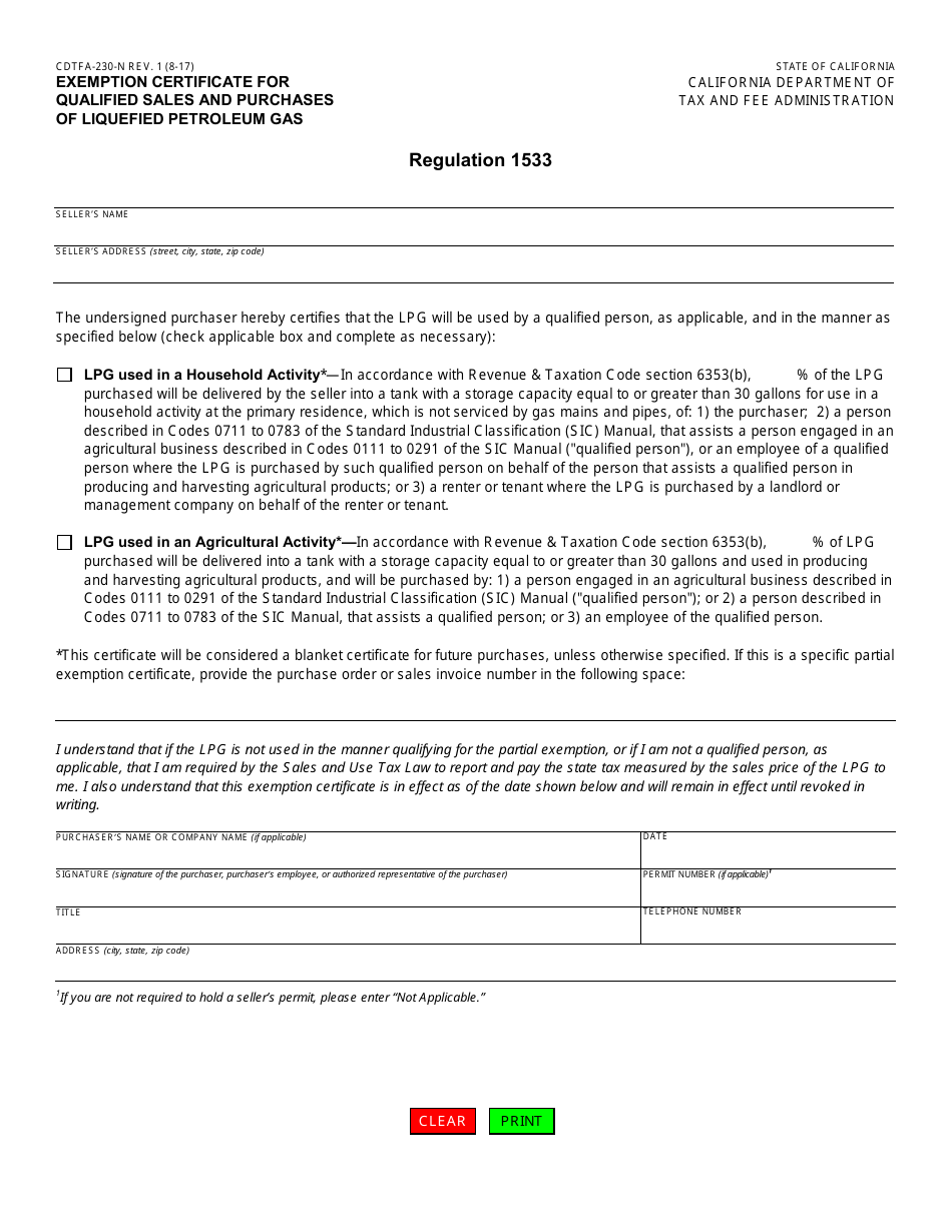 Form CDTFA-230-N - Fill Out, Sign Online and Download Fillable PDF ...
