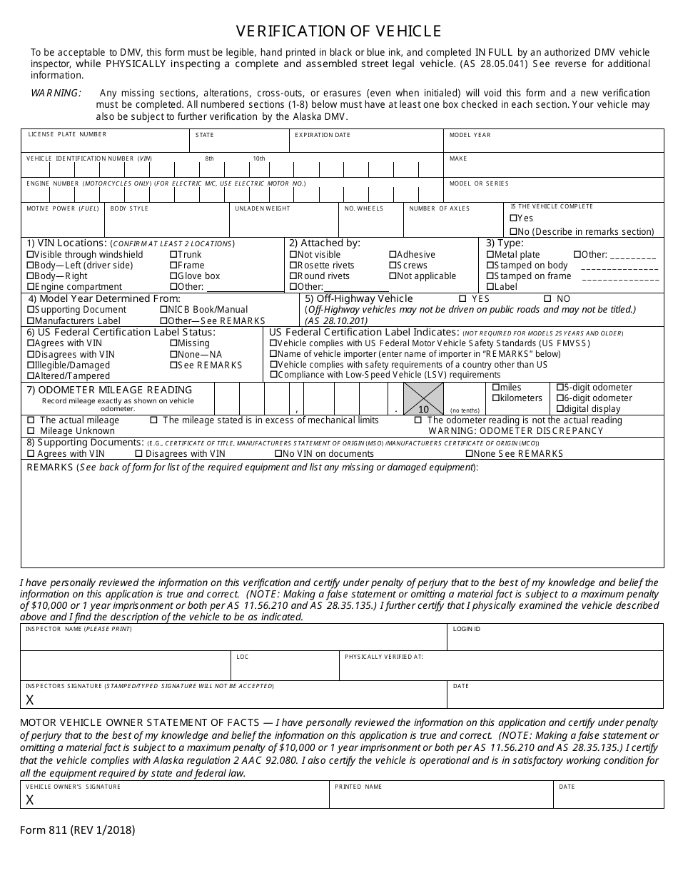 Form 811 - Fill Out, Sign Online and Download Printable PDF, Alaska ...