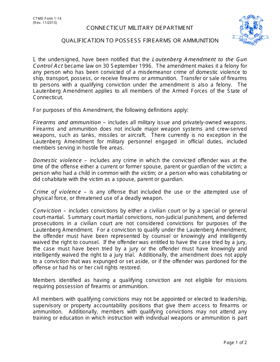 CTMD Form 1-14 - Fill Out, Sign Online and Download Printable PDF ...