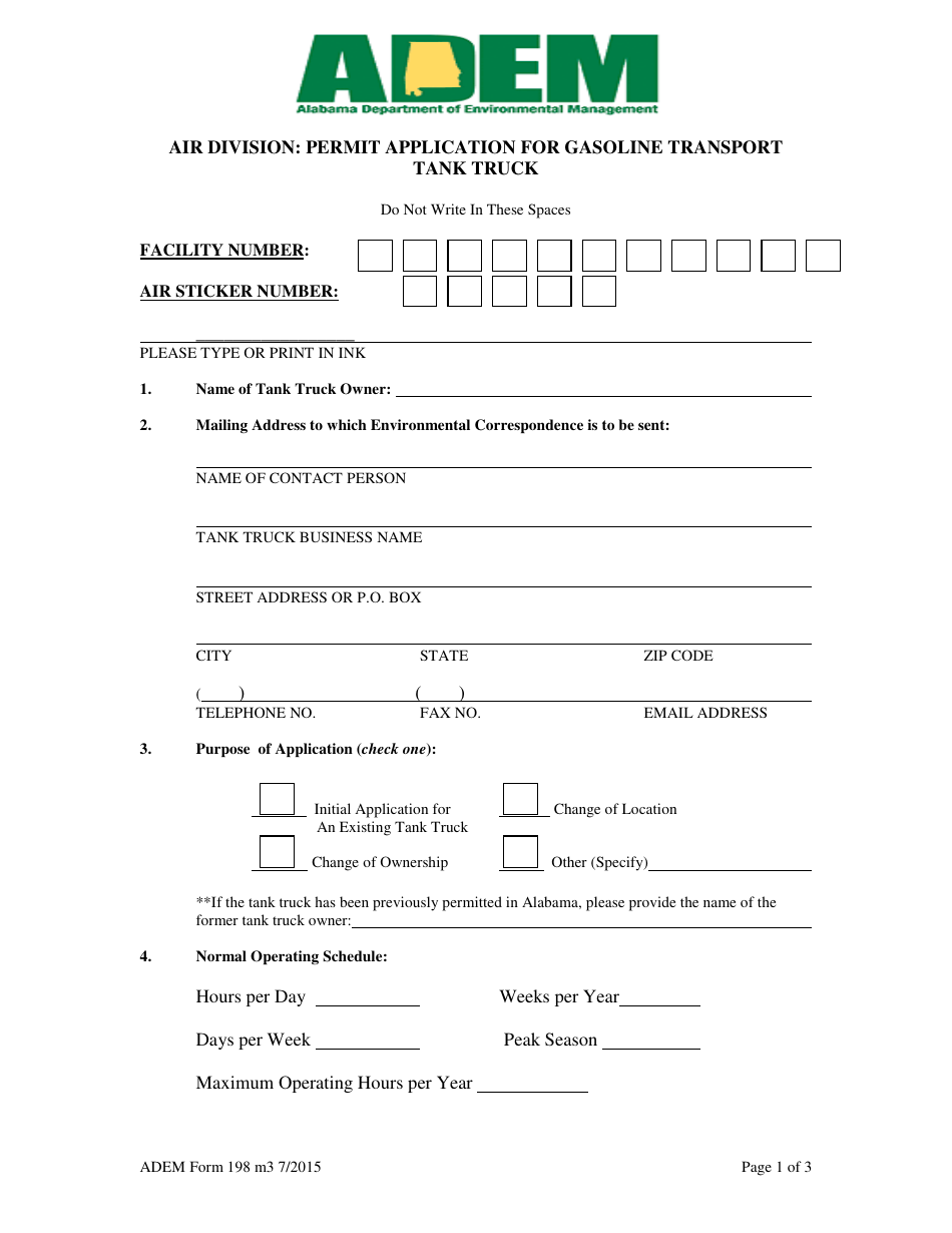 ADEM Form 198 - Fill Out, Sign Online and Download Printable PDF ...