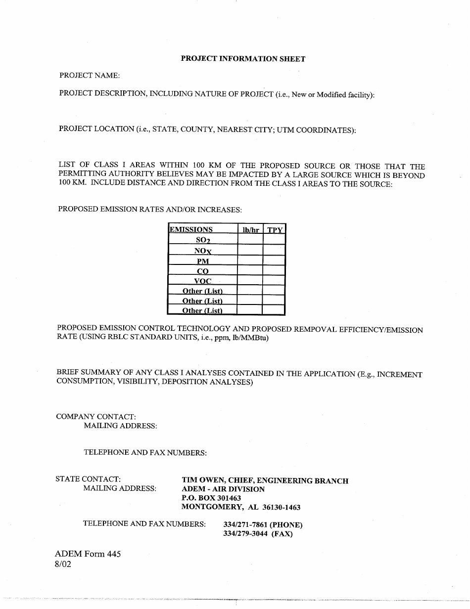 ADEM Form 445 - Fill Out, Sign Online and Download Fillable PDF ...