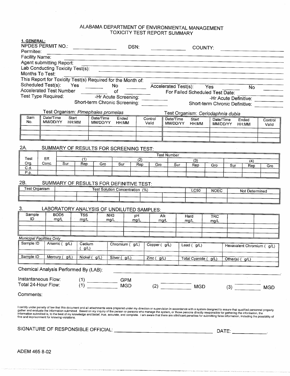 ADEM Form 465 - Fill Out, Sign Online and Download Fillable PDF ...