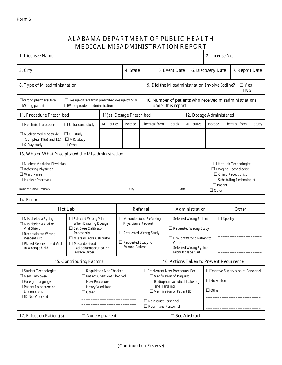 Form S - Fill Out, Sign Online and Download Printable PDF, Alabama ...
