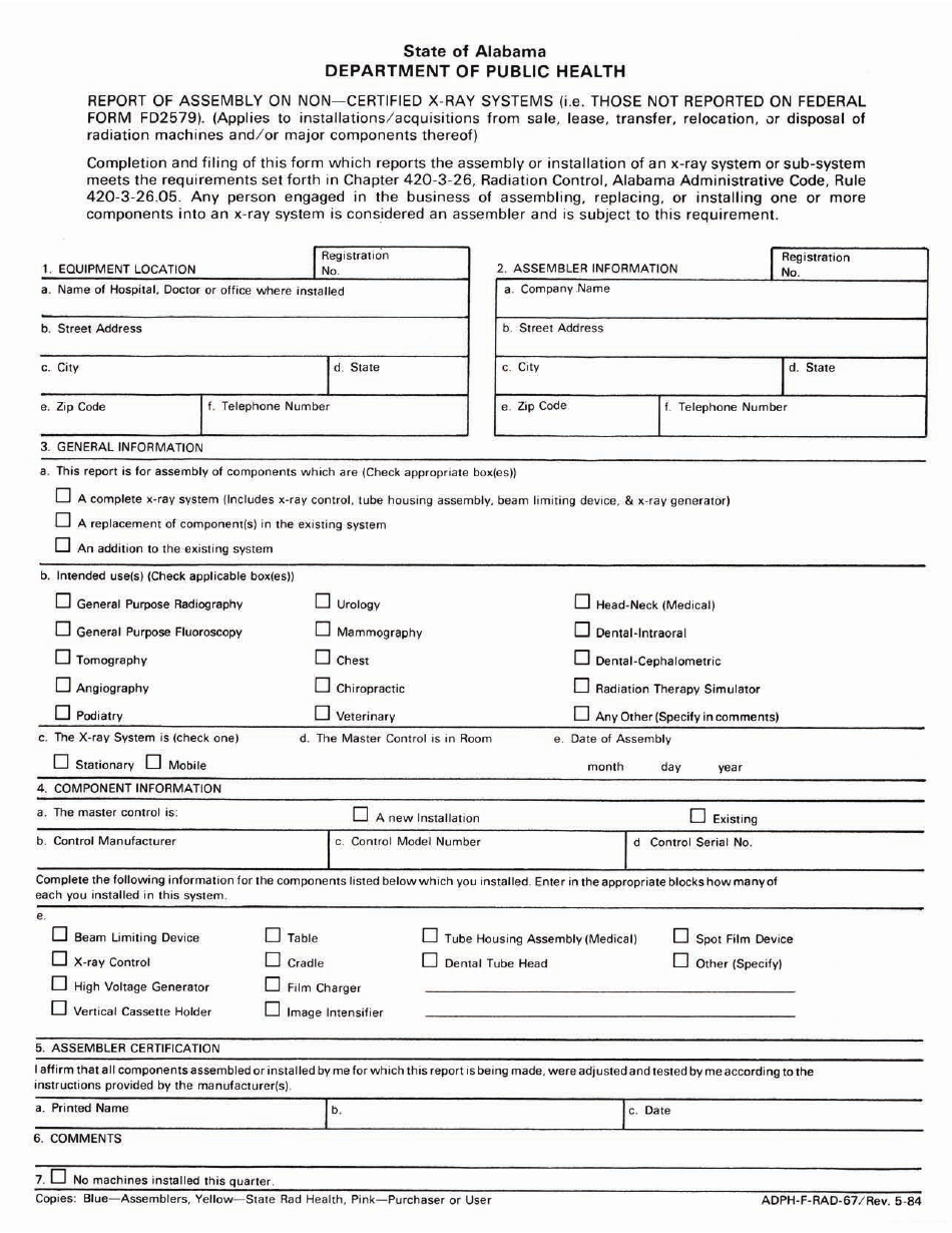 Form ADPH-F-RAD-67 - Fill Out, Sign Online and Download Printable PDF ...
