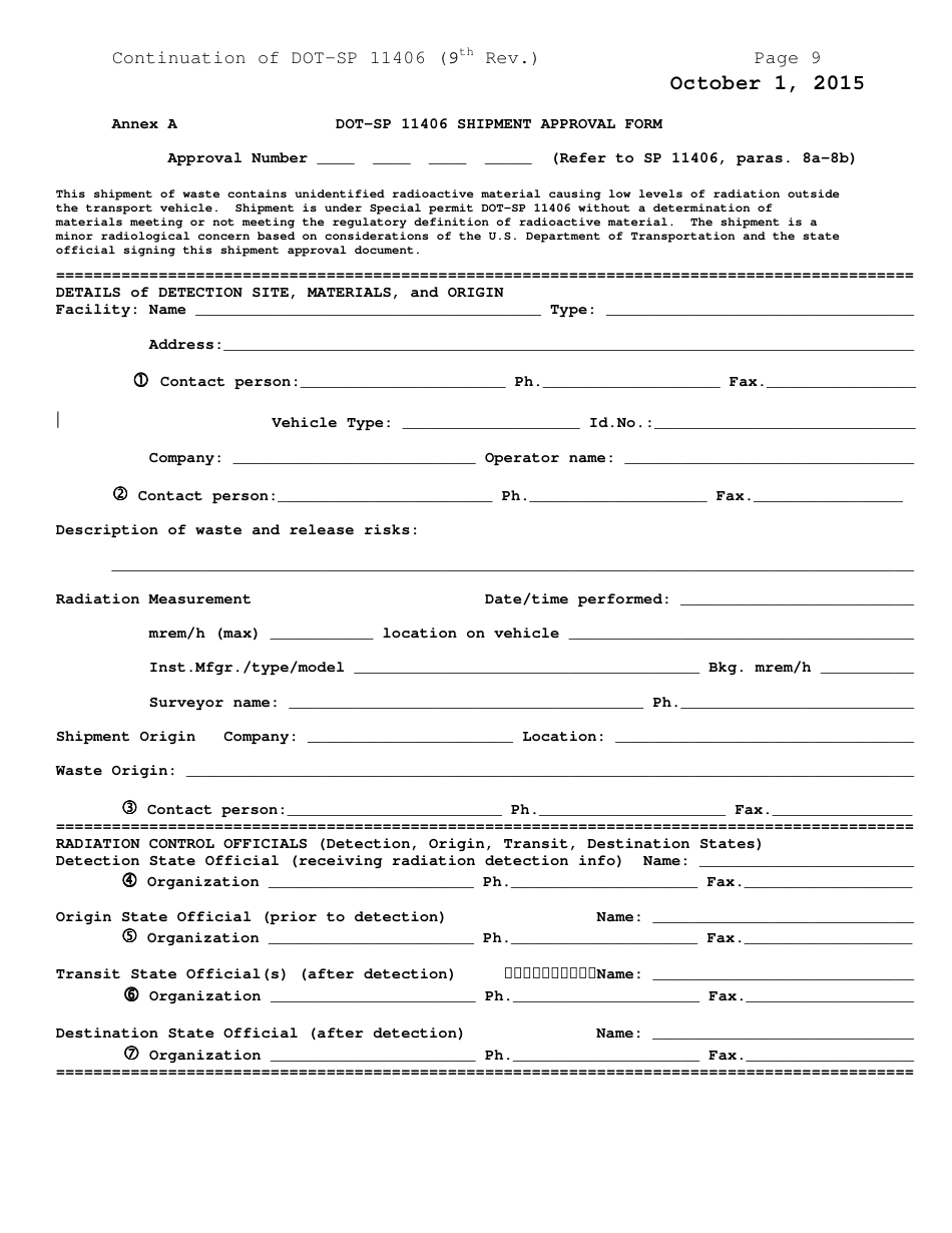 Form DOT-SP11406 Annex A - Fill Out, Sign Online and Download Fillable ...