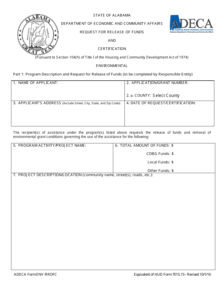 ADECA Form ENV-RROFC - Fill Out, Sign Online and Download Fillable PDF ...