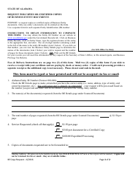 Alabama Request for Copies or Certified Copies of Business Entity ...