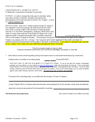 Alabama Domestic Business Corporation Amendment to Certificate/Articles ...
