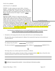 Alabama Certificate of Merger Download Fillable PDF | Templateroller