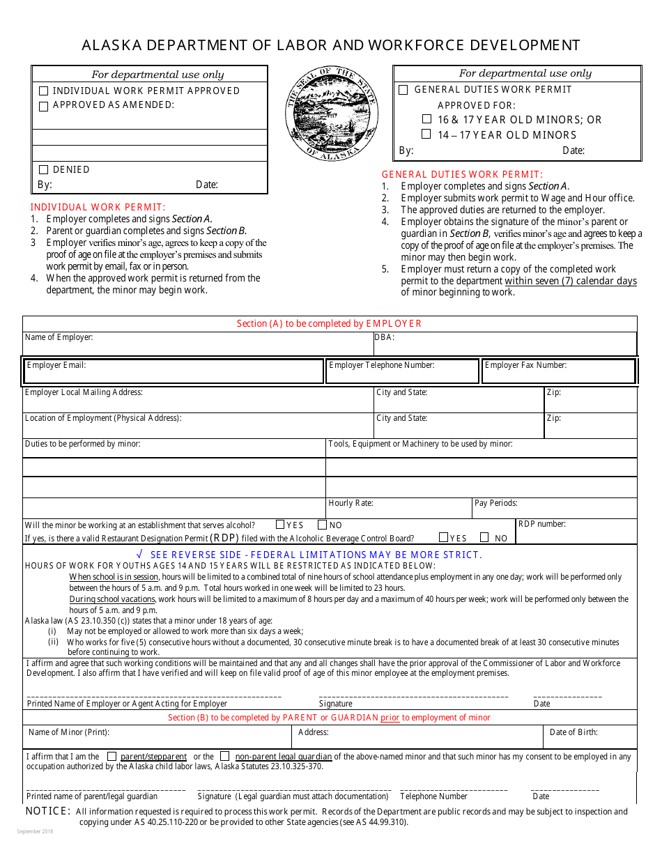 Alaska Work Permit - Fill Out, Sign Online and Download PDF ...